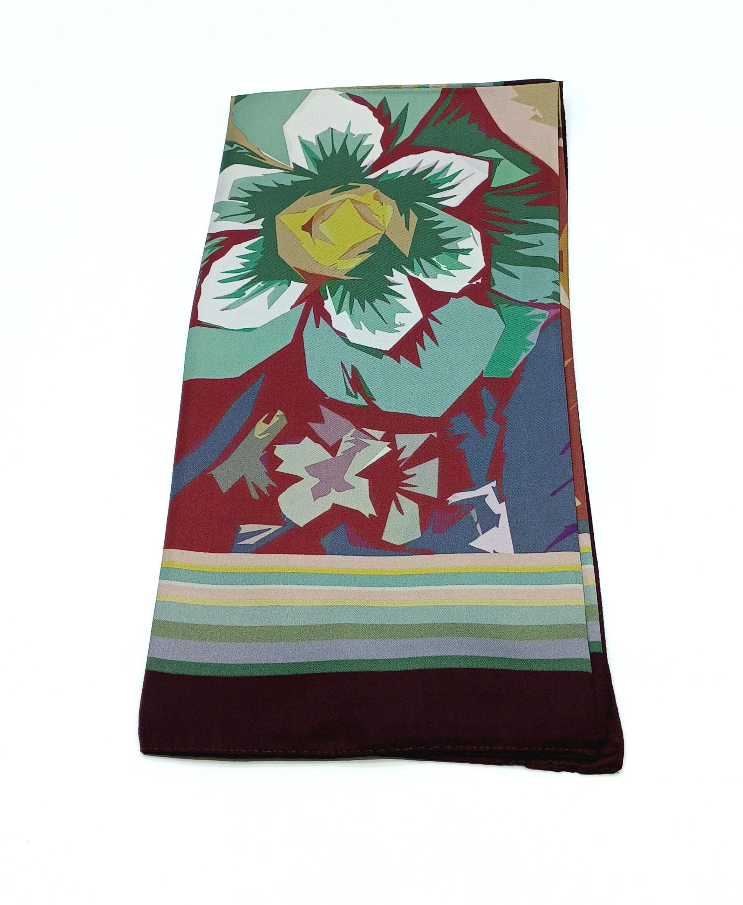 Italian Designer Floral Silk Twill Square Scarf 35x35 – Made in Italy ...