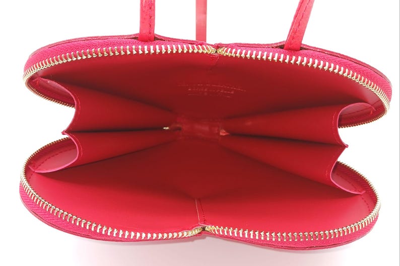 Red Italian Genuine Palmellato Leather Heart Crossbody Handbag – Made ...
