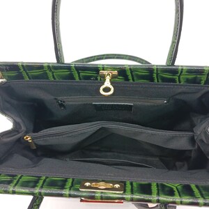 Italian Lock & Key Shiny Croc Embossed Genuine Leather Handbag Satchel ...