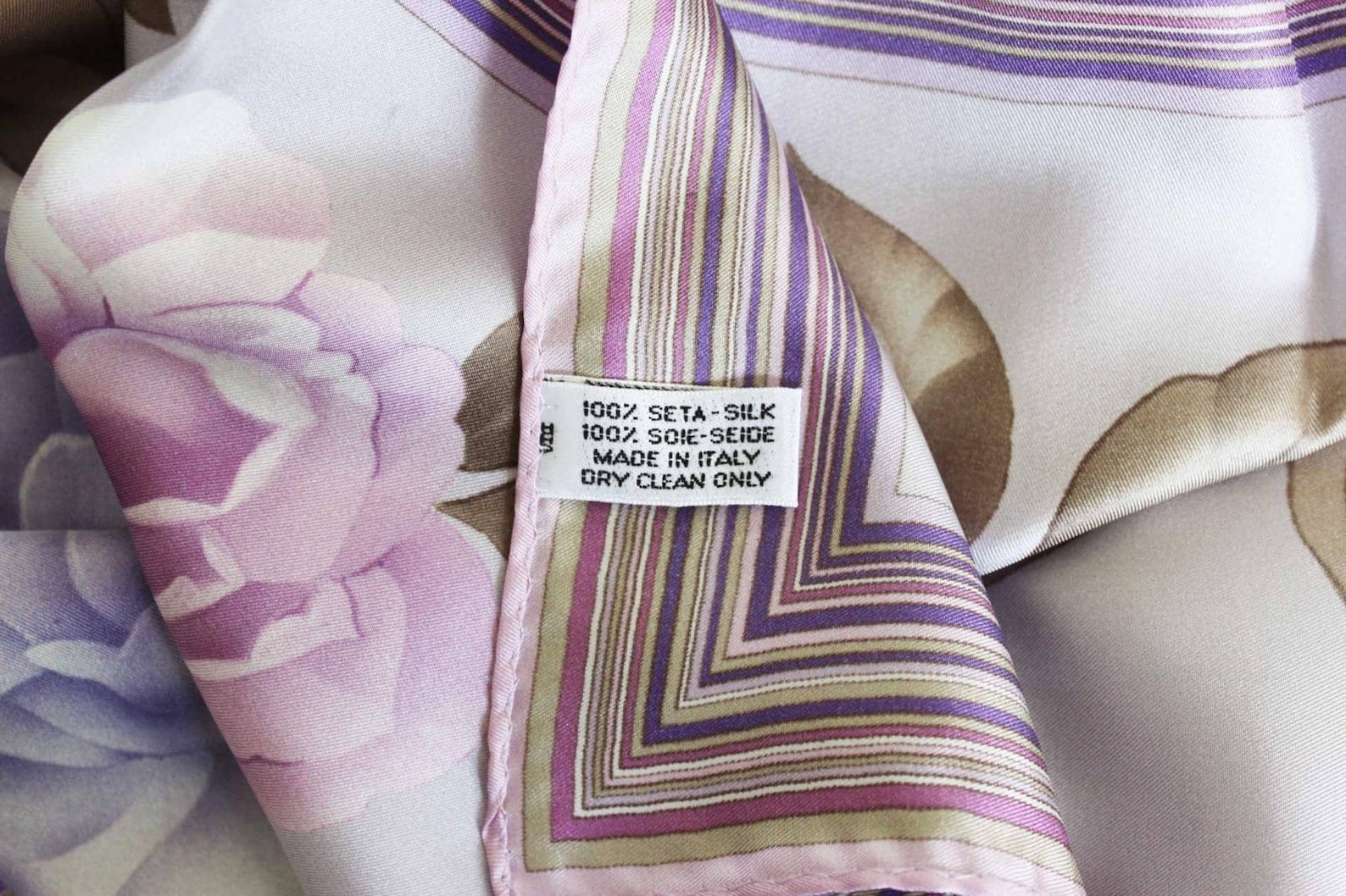 Italian Designer Floral Silk Twill Square Scarf 26x26 Made in Italy ...