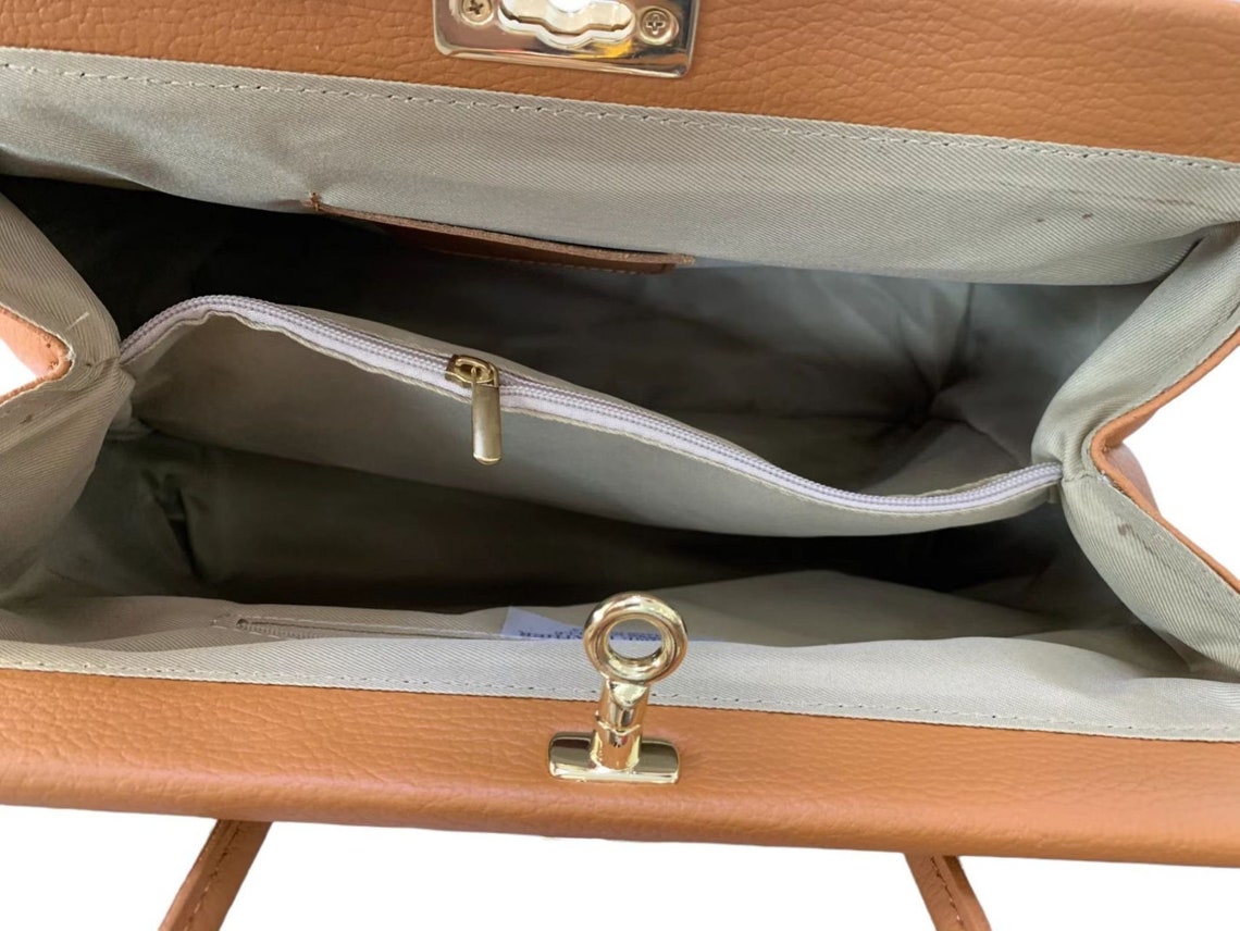 Italian Lock & Key Genuine Pebble Leather Handbag Satchel Fuchsia ...