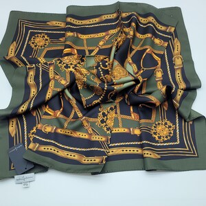 Italian Designer Silk Twill Square Scarf 35x35 – Made in Italy - Olive ...