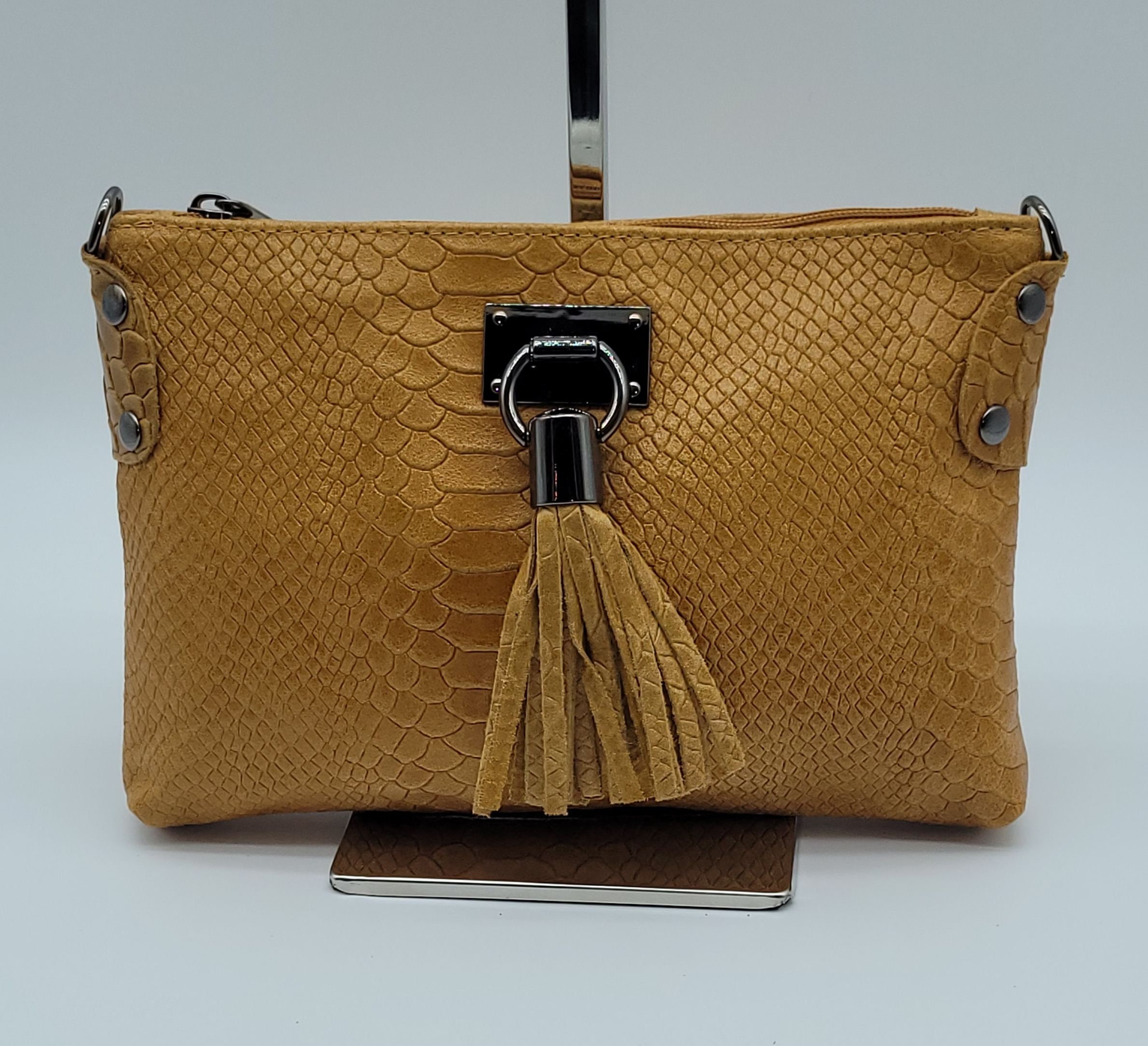 Italian Snake Embossed Genuine Leather Crossbody Handbag Made in Italy ...