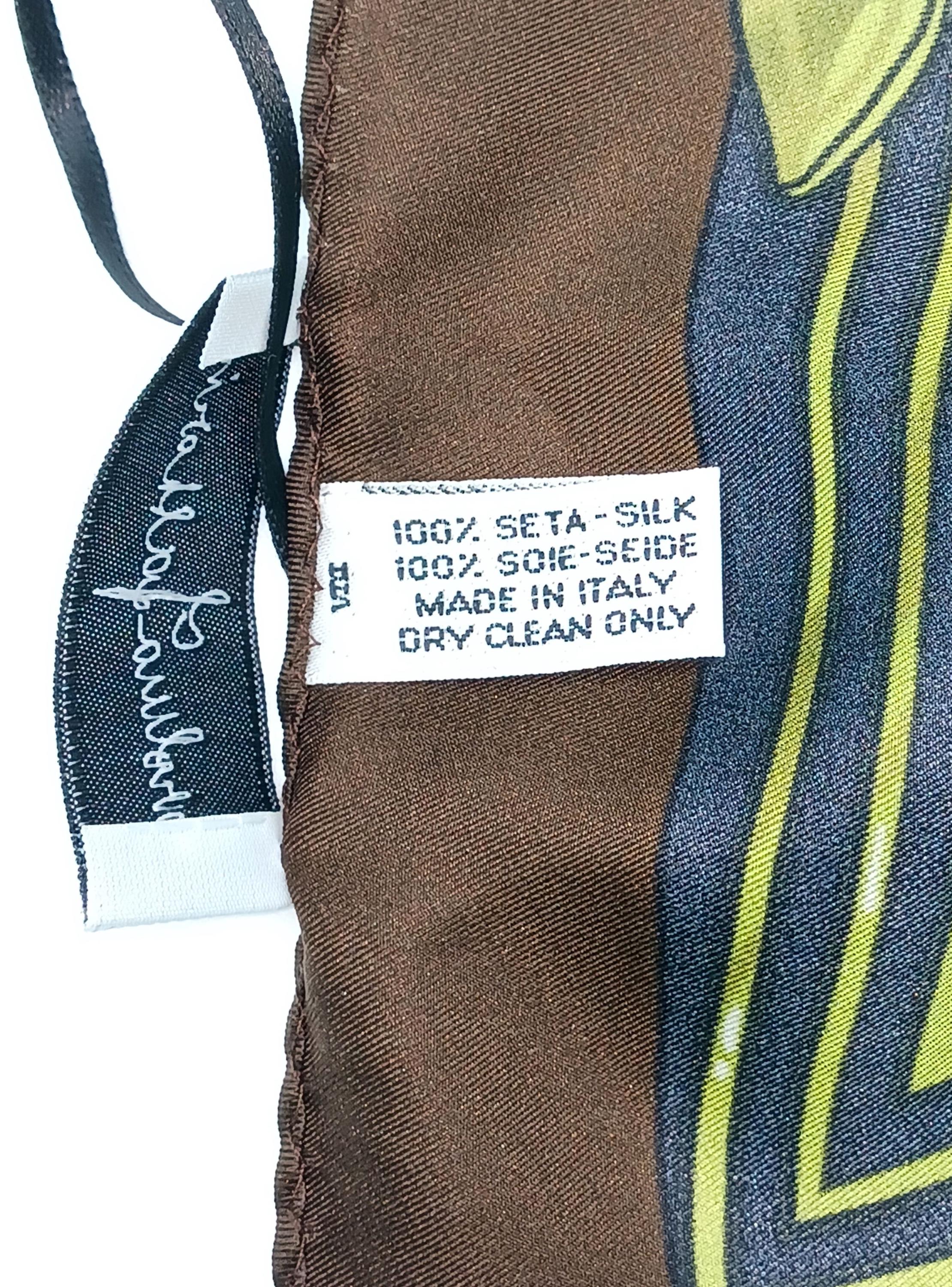 Italian Designer Silk Twill Square Scarf 35x35 – Made in Italy - Brown ...