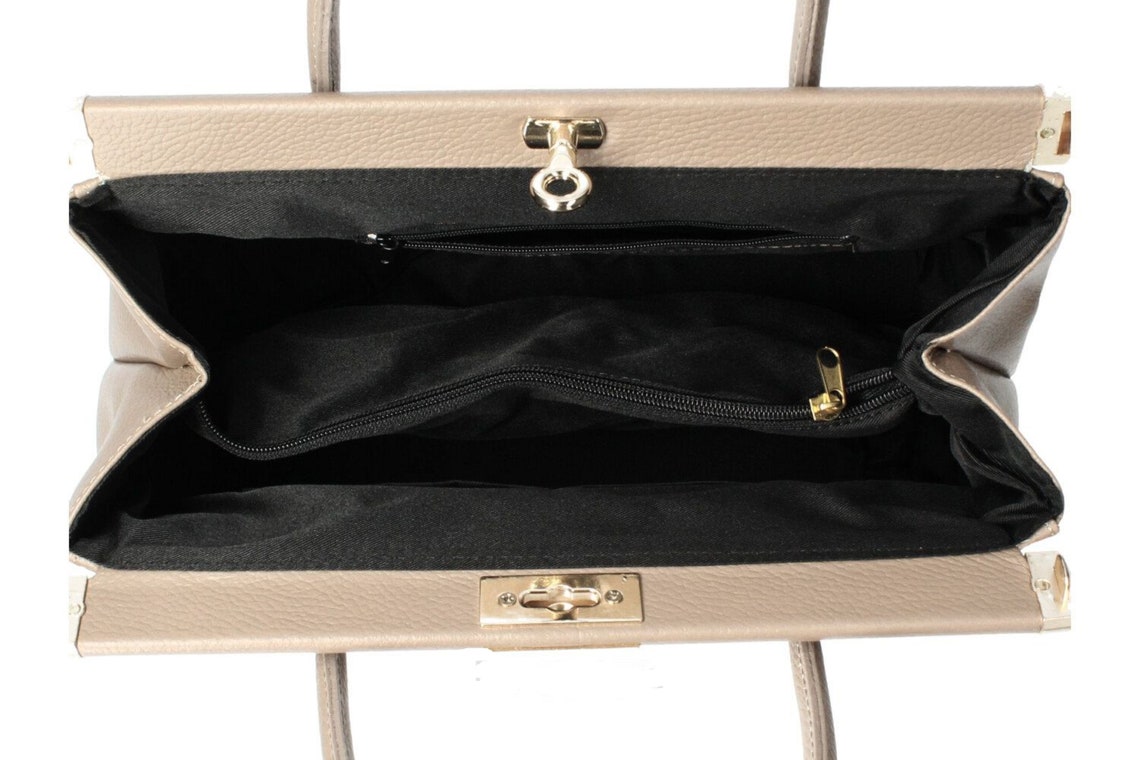 Italian Lock & Key Genuine Pebble Leather Handbag Satchel - Etsy