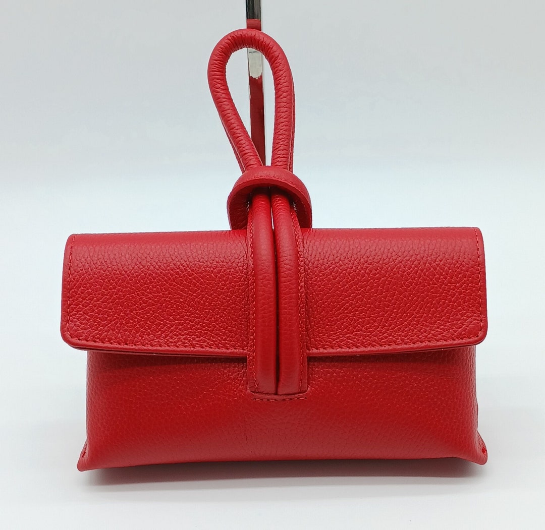 Italian Genuine Pebble Leather Crossbody Handbag Red Made in Italy - Etsy