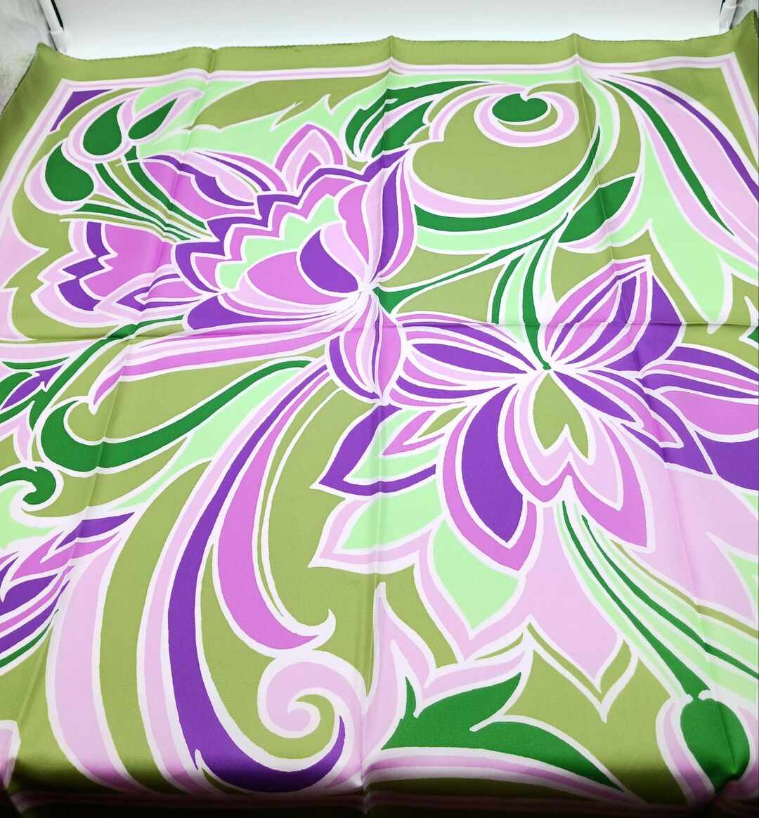 Italian Floral Design Silk Twill Square Scarf 35x35 – Made in Italy ...