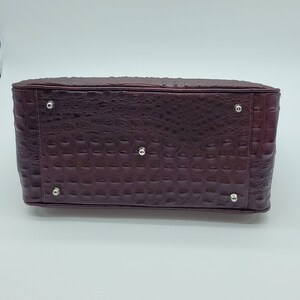 Italian Genuine Leather Croc Embossed Satchel Handbag Bordeaux – Made ...