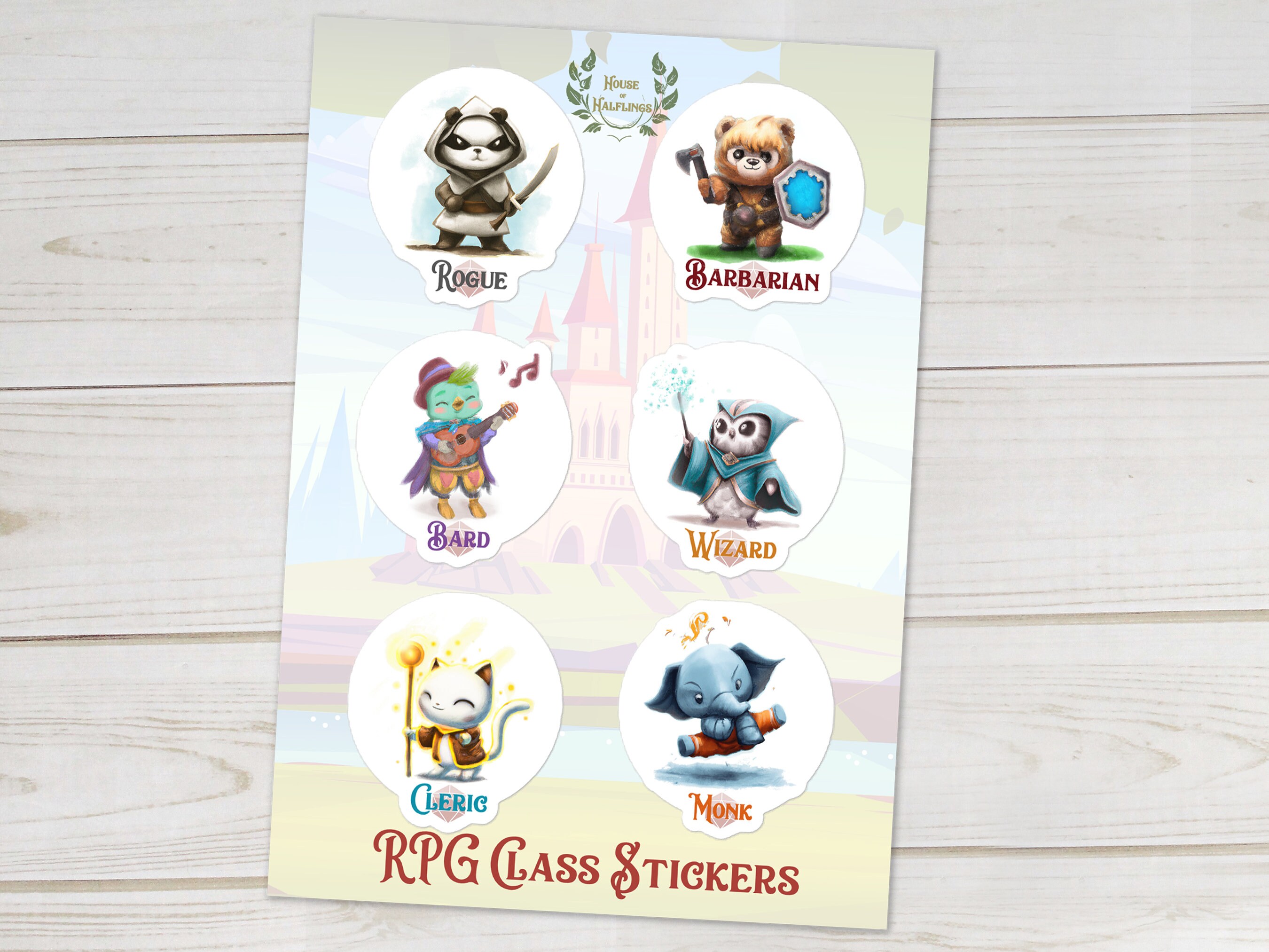 RPG Classes Sticker Sheet 6 Dnd Classes Stickers, Cute Dnd Dragons ...
