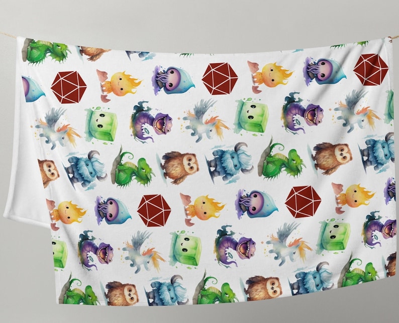 RPG Monsters Throw Blanket - Dnd Blanket, Baby Blanket, Dragons, Dnd ...