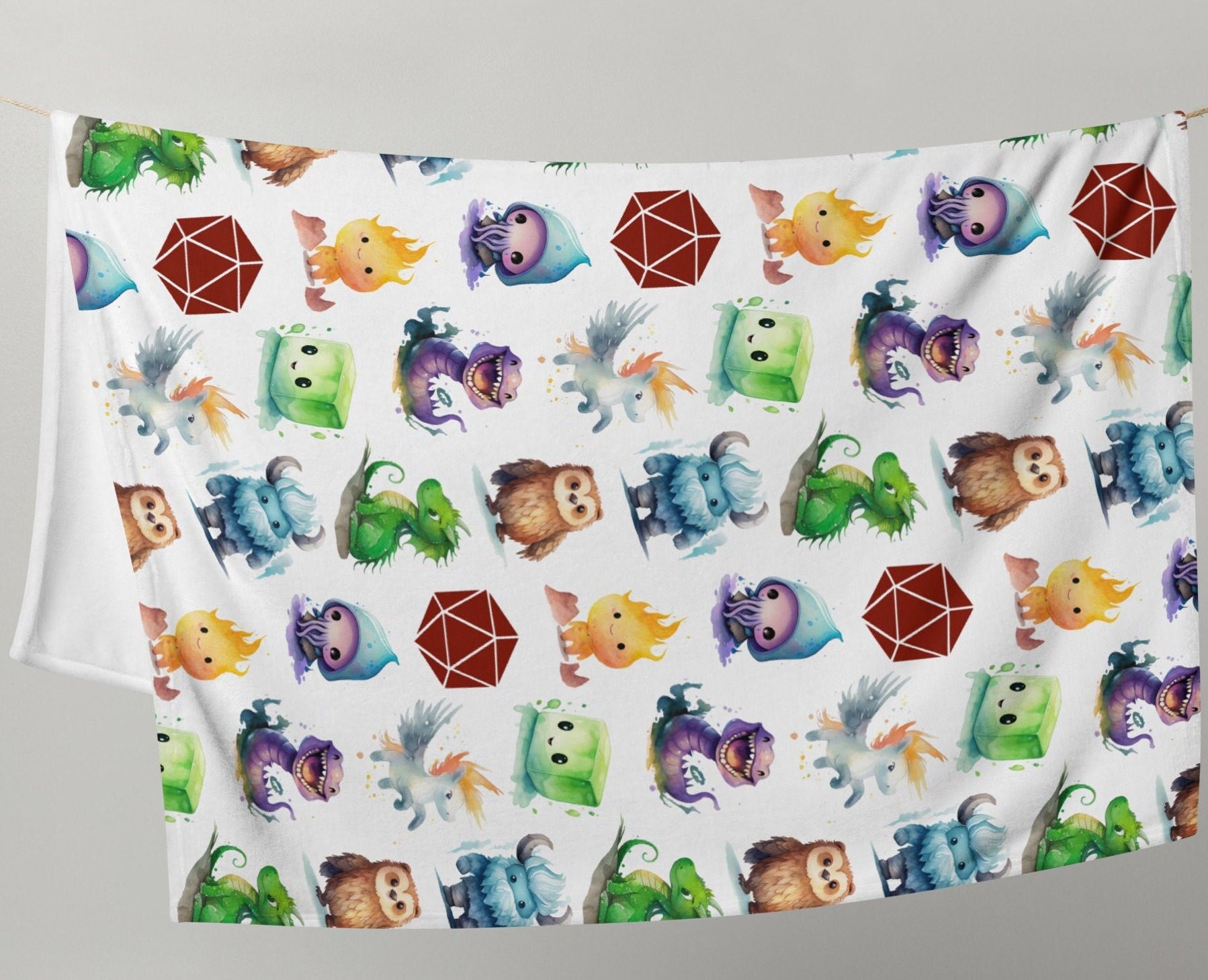 RPG Monsters Throw Blanket - Dnd Blanket, Baby Blanket, Dragons, Dnd ...