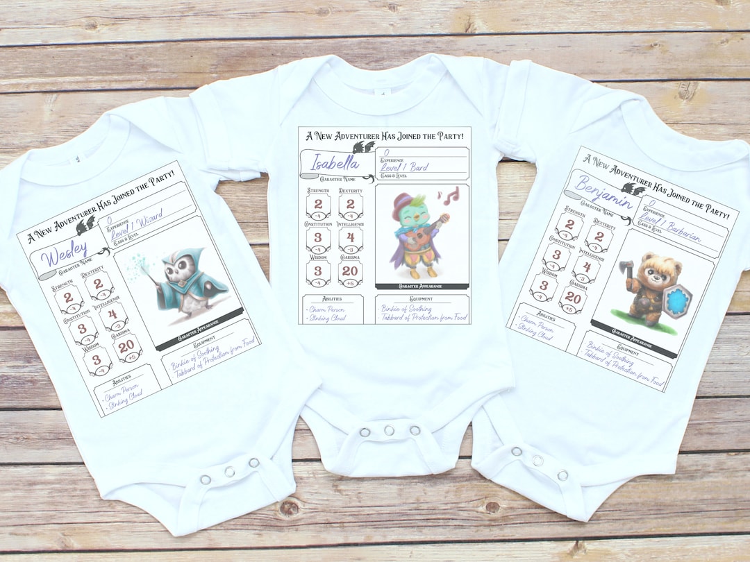 Personalized Baby Character Sheet One-piece | Custom Dnd Baby ...
