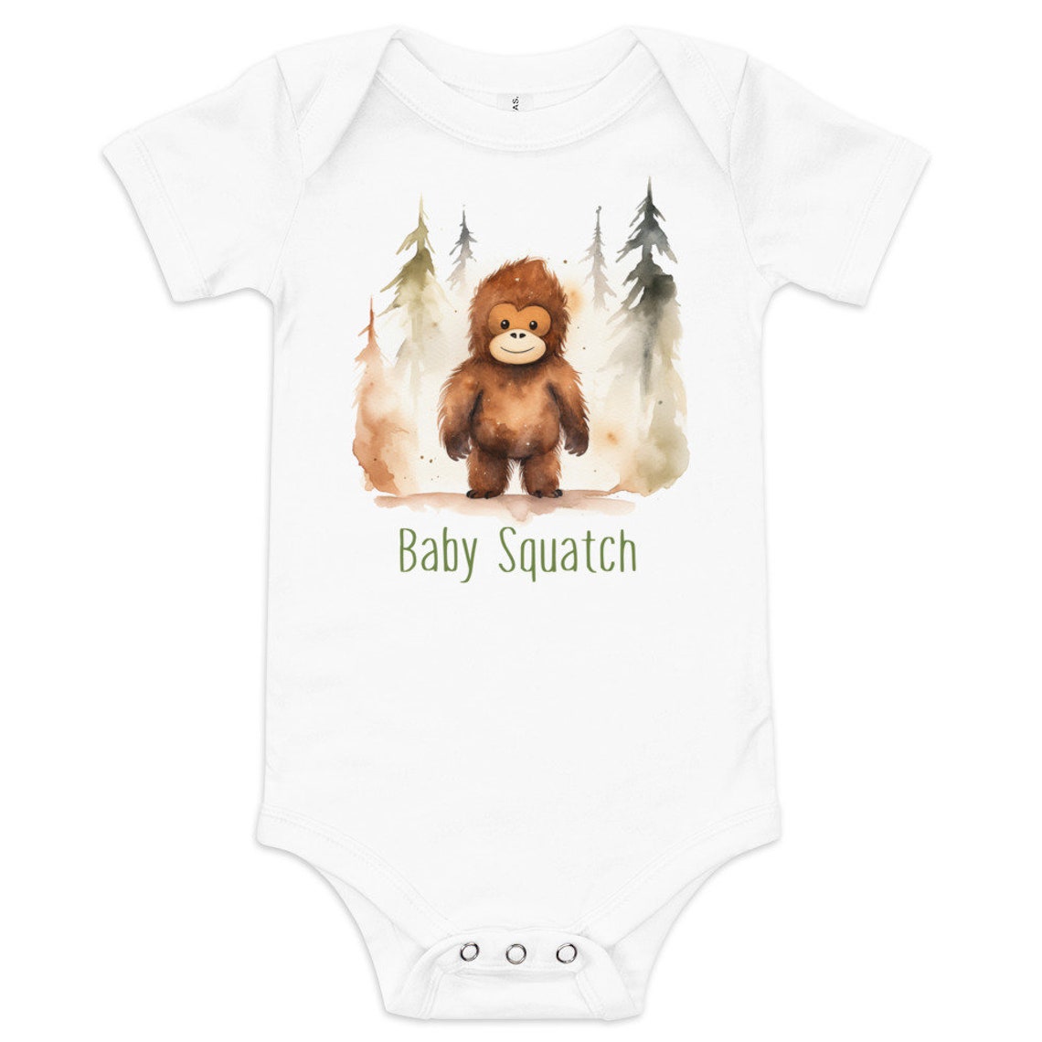 Baby Squatch Baby Onesie Cute Sasquatch Watercolor Baby Shirt Baby ...