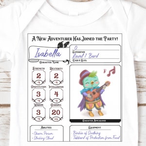 Personalized Baby Character Sheet One-piece | Custom Dnd Baby ...