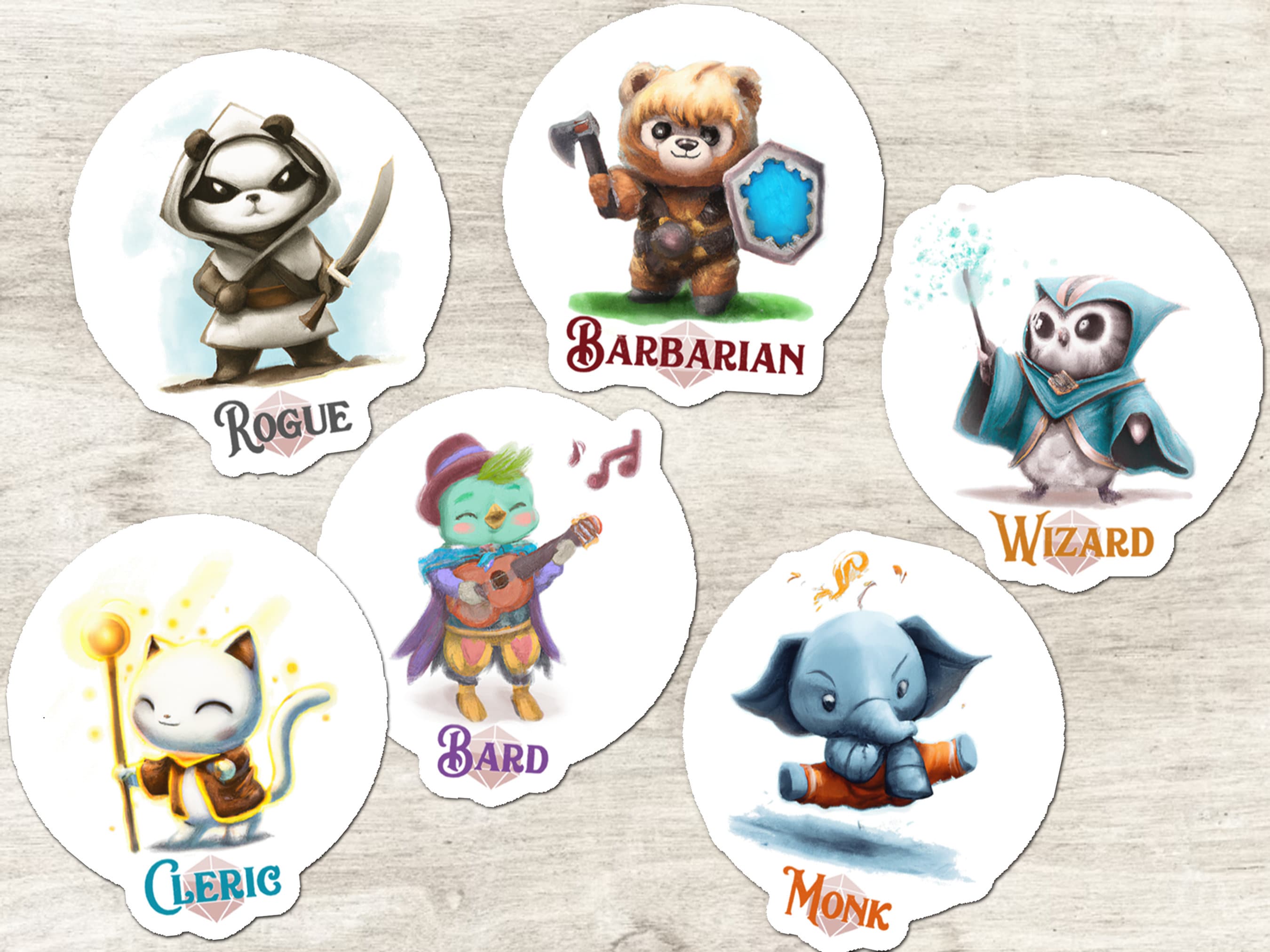 RPG Classes Sticker Sheet 6 Dnd Classes Stickers, Cute Dnd Dragons ...