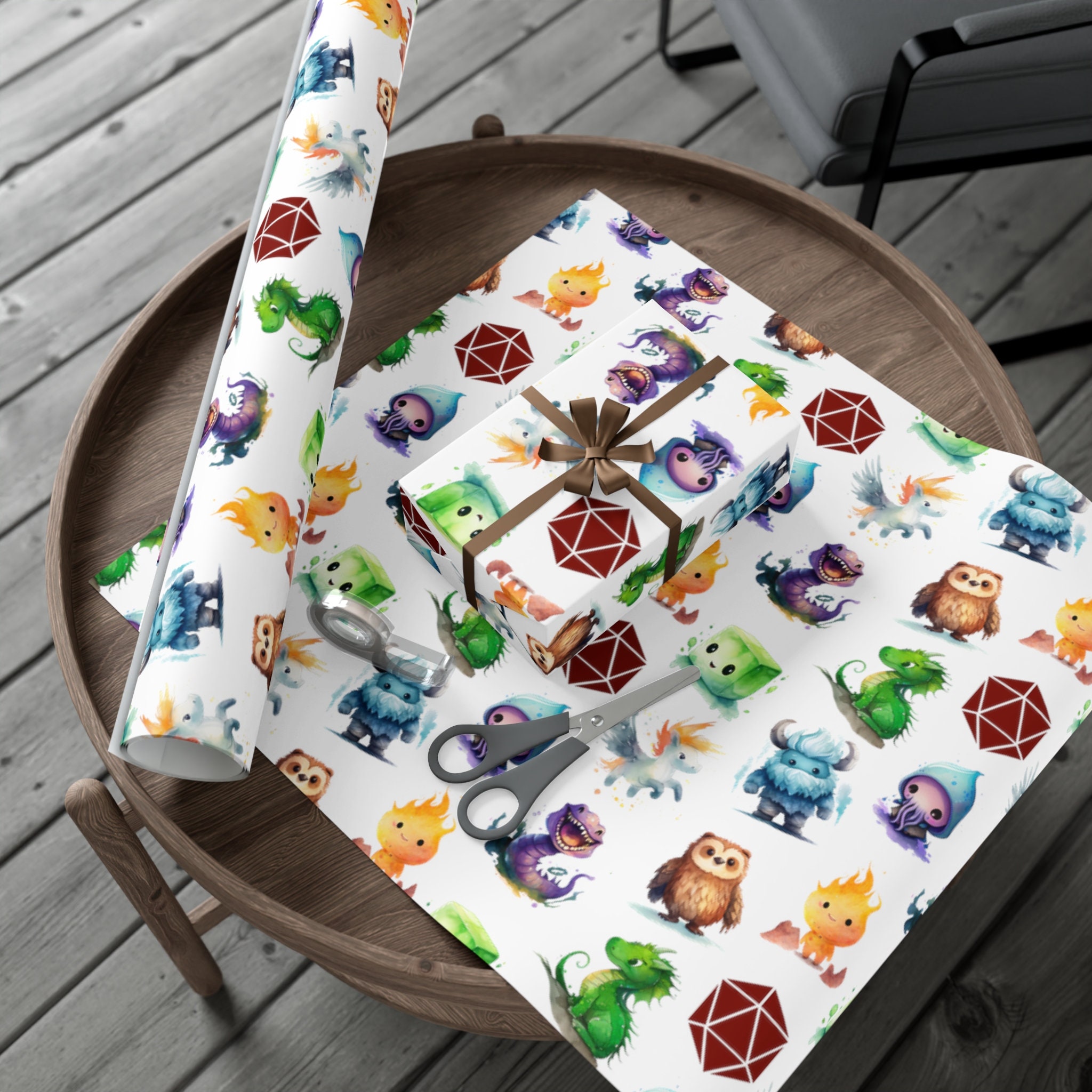 RPG / Dnd Monsters Gift Wrapping Paper Dnd Christmas Paper - Etsy