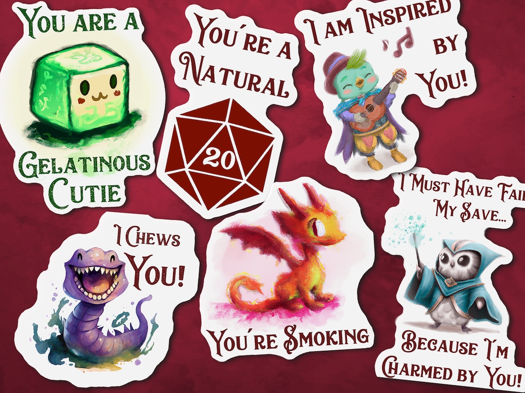 TTRPG Valentines Sticker Sheet | 6 Dnd Valentines Stickers, Funny ...