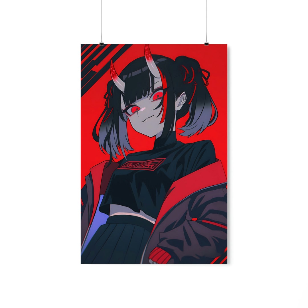 Demon Girl Anime Girl Poster Vertical - Etsy