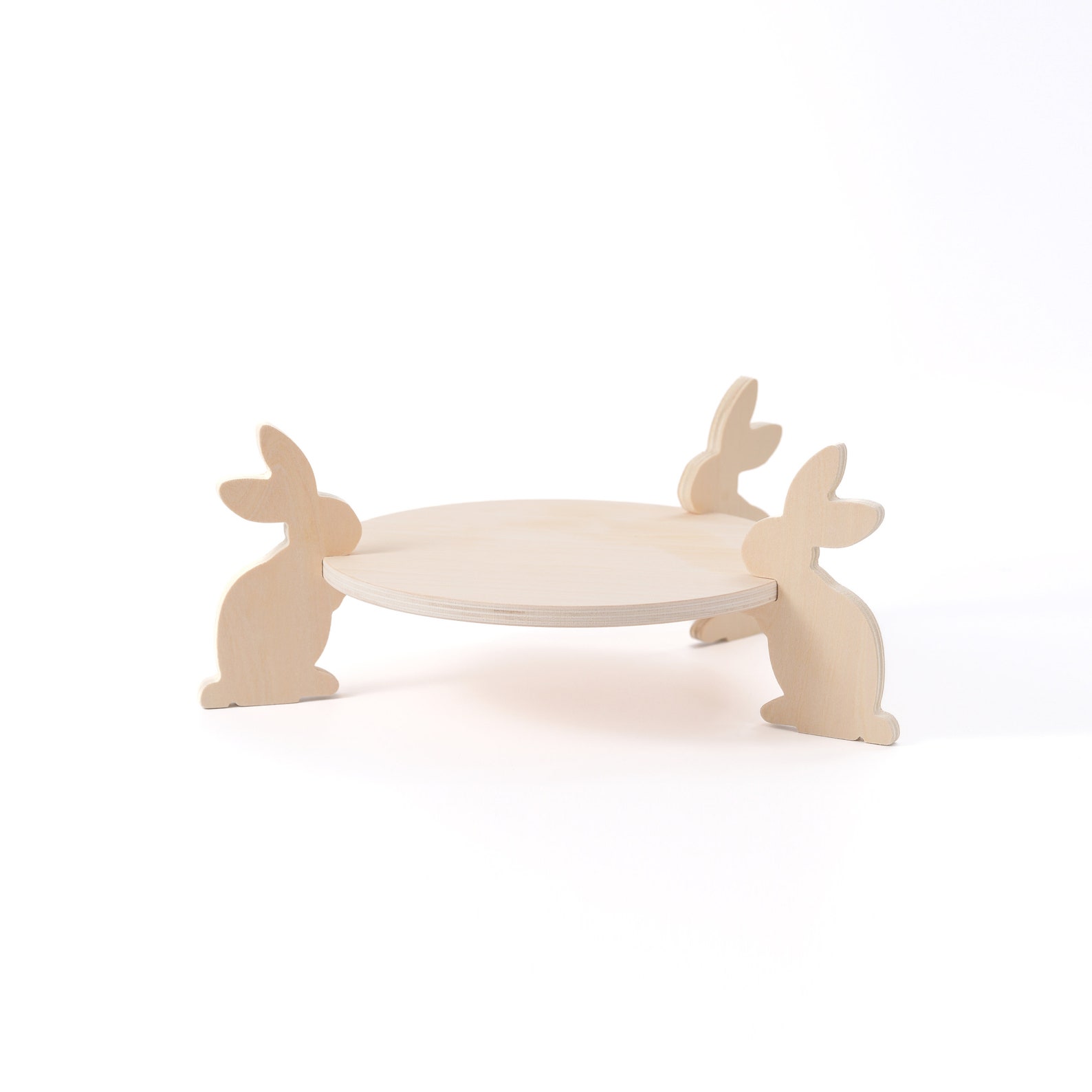 Bunny Rabbit Small Wooden Cake Stand, Dessert Display Tray, Handmade, 8 ...