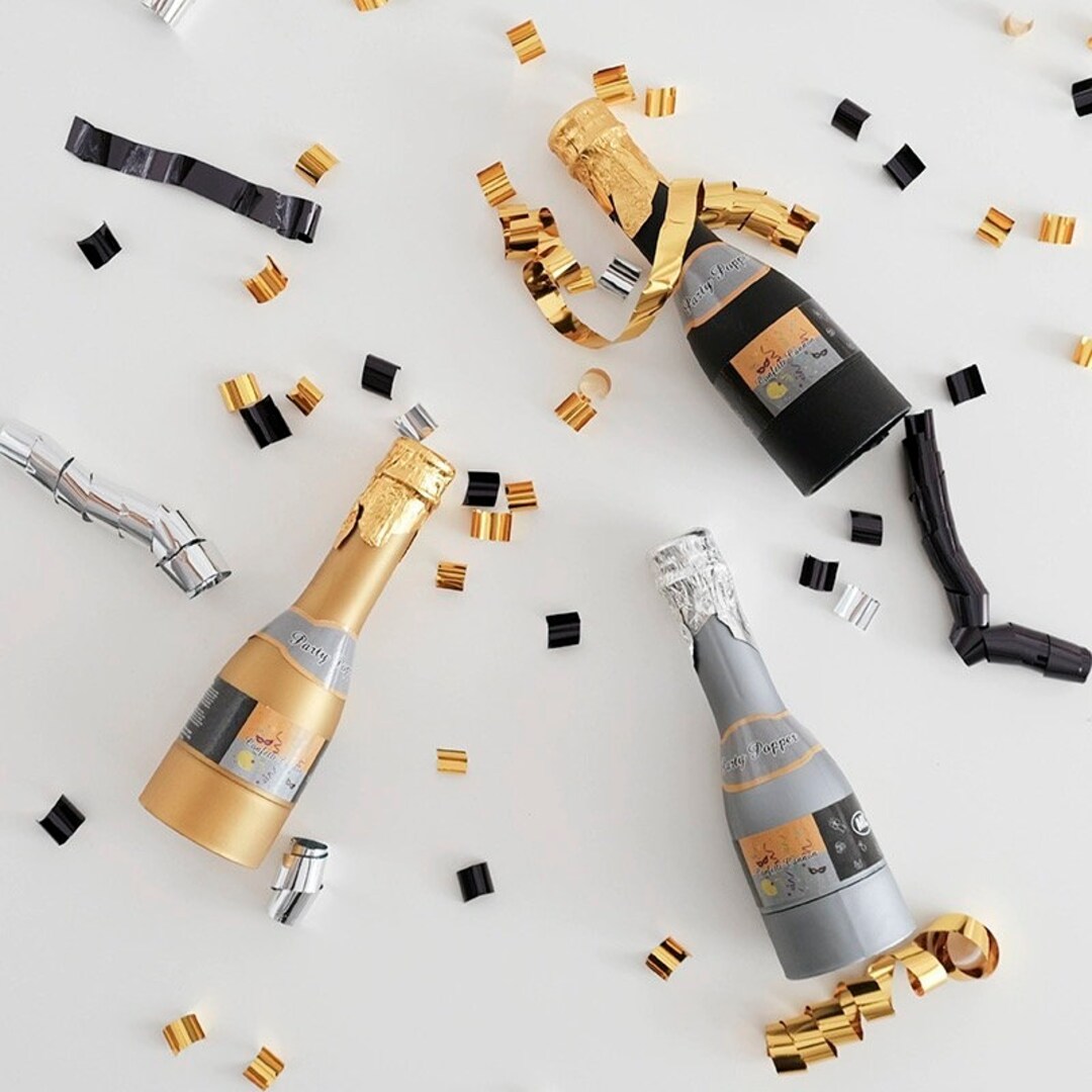 Party Confetti Popper Surprise, Set of 3 Champagne Bottle Style ...