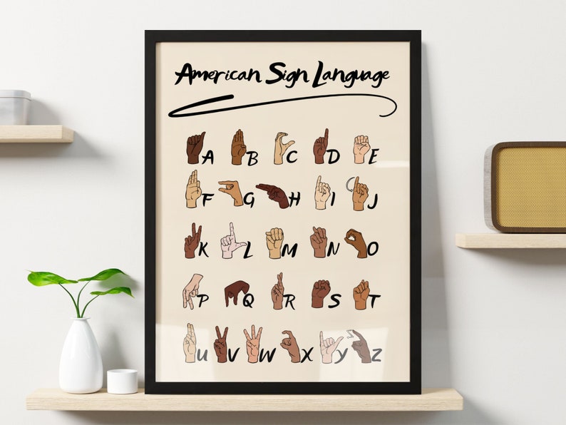 ASL Poster - American Sign Language Alphabet Chart - Inclusive Diverse ...