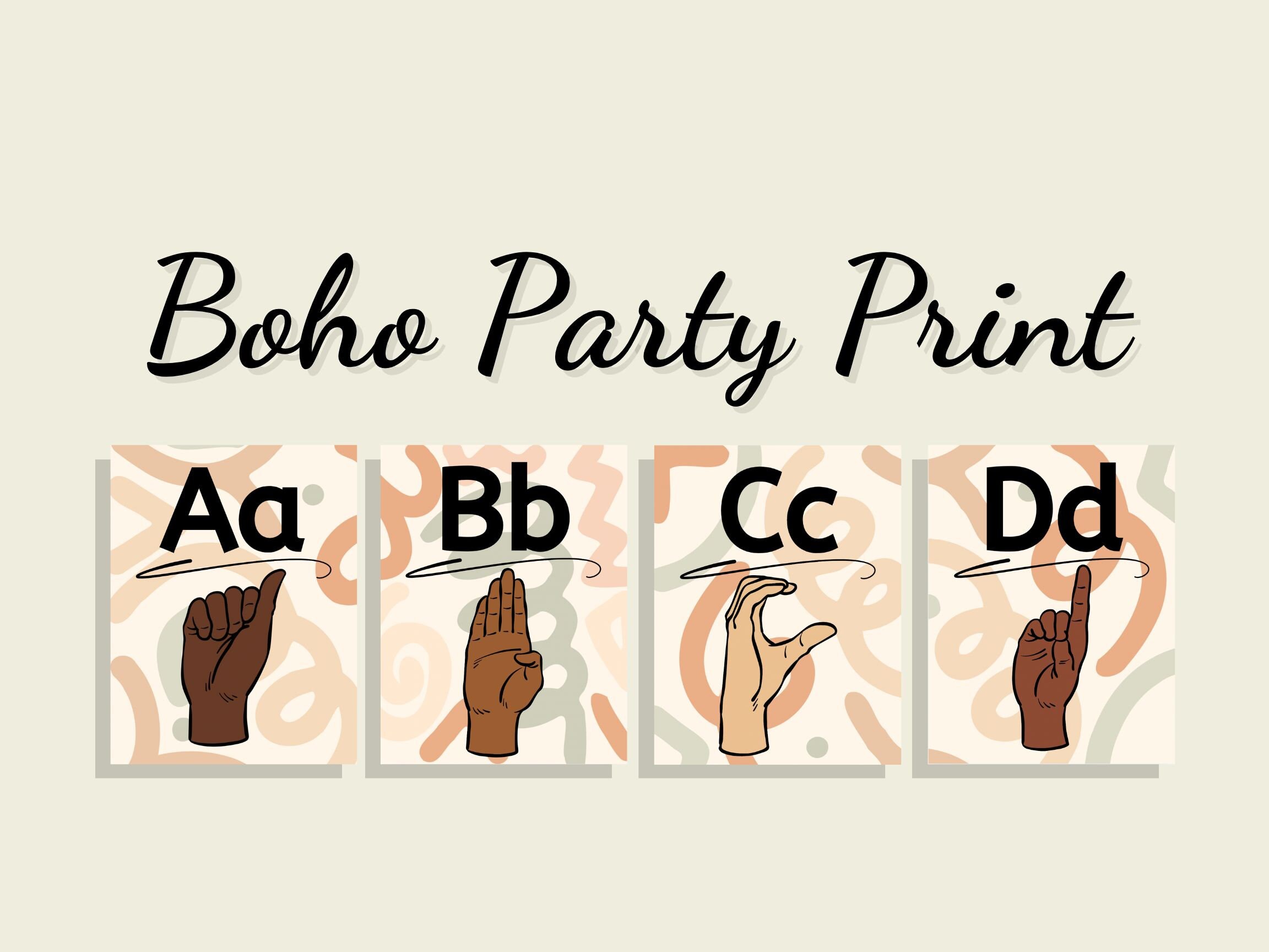 ASL Alphabet Posters - American Sign Language - Minimalistic - Boho ...
