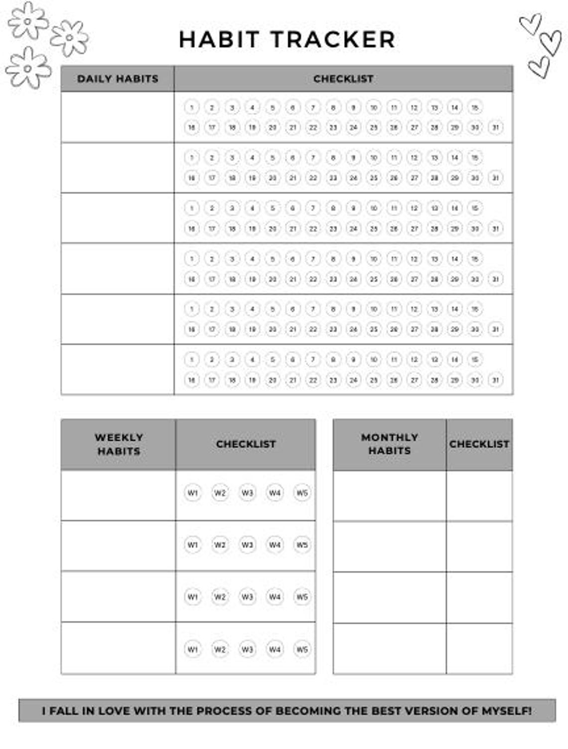 Habit Tracker (daily - Weekly - Monthly) (PDF) - Etsy