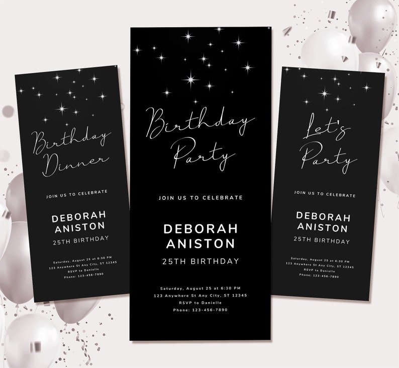 Modern Minimal Birthday Party Invitation Phone Birthday - Etsy