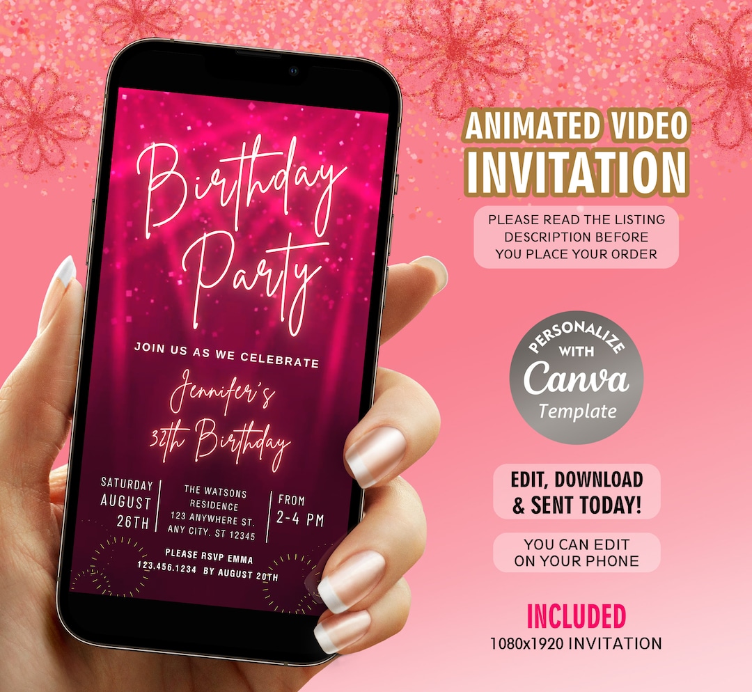 Electronic Birthday Party Invitation, Digital Birthday Dinner Invite ...