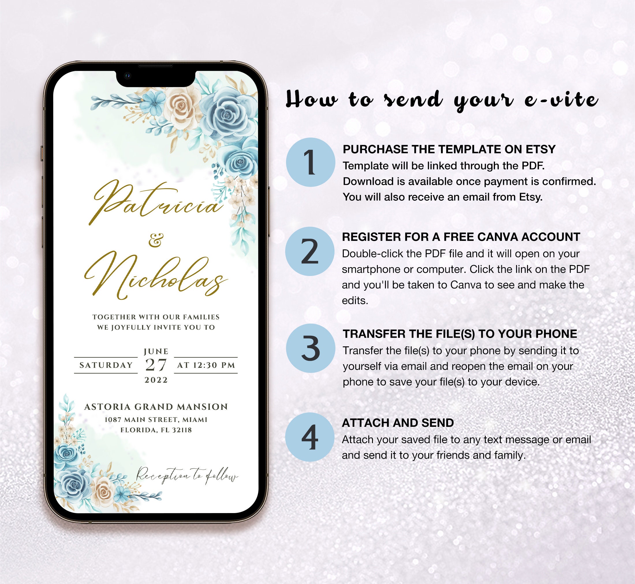 Electronic Wedding Invitation Template, E Invite Wedding, Wedding ...