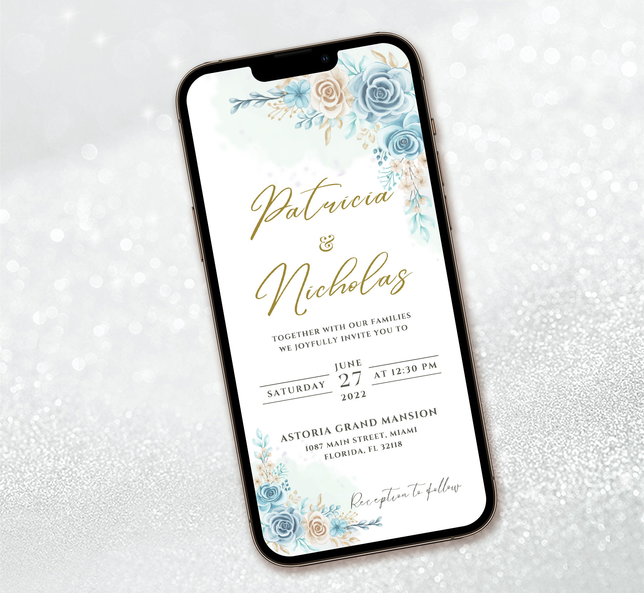 Electronic Wedding Invitation Template, E Invite Wedding, Wedding Digital Invite, Wedding Evite ...