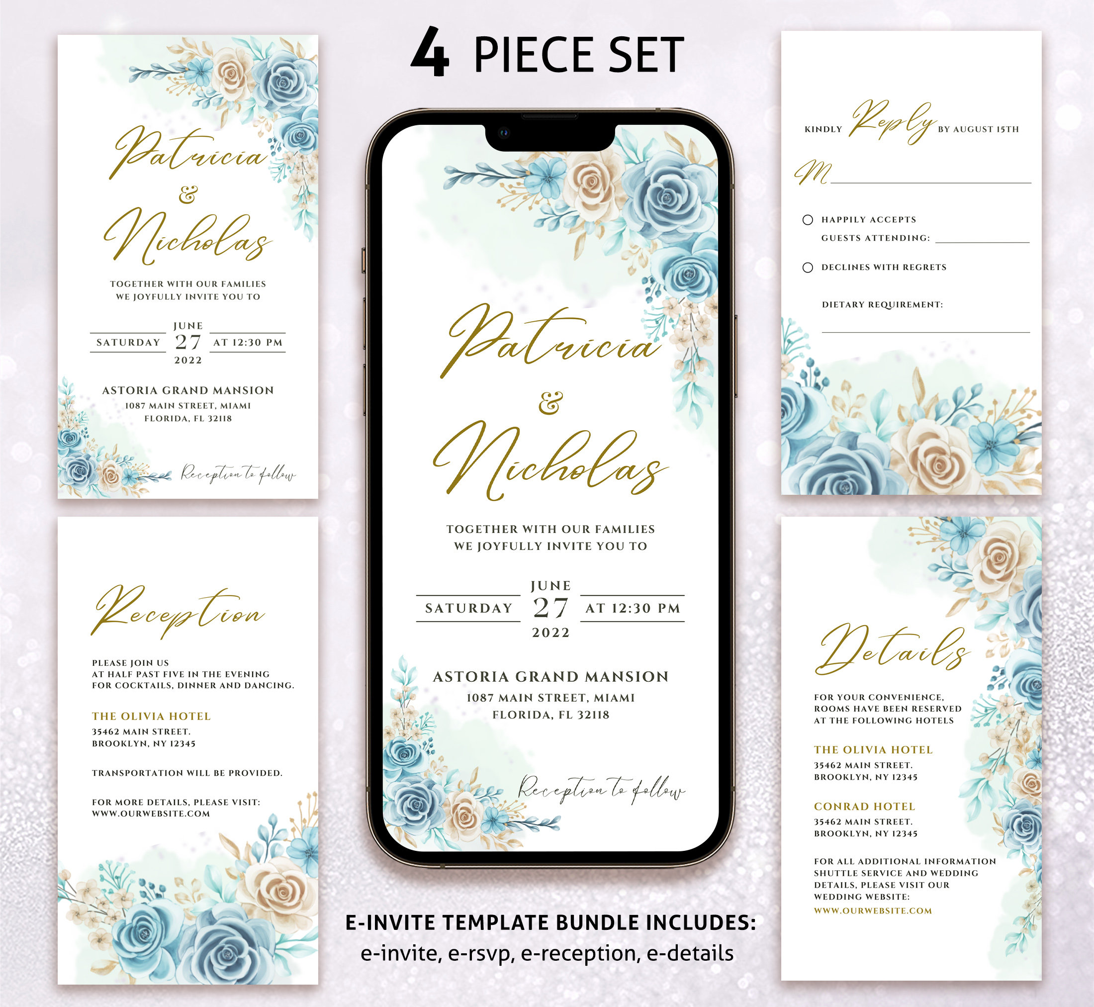 Electronic Wedding Invitation Template, E Invite Wedding, Wedding ...