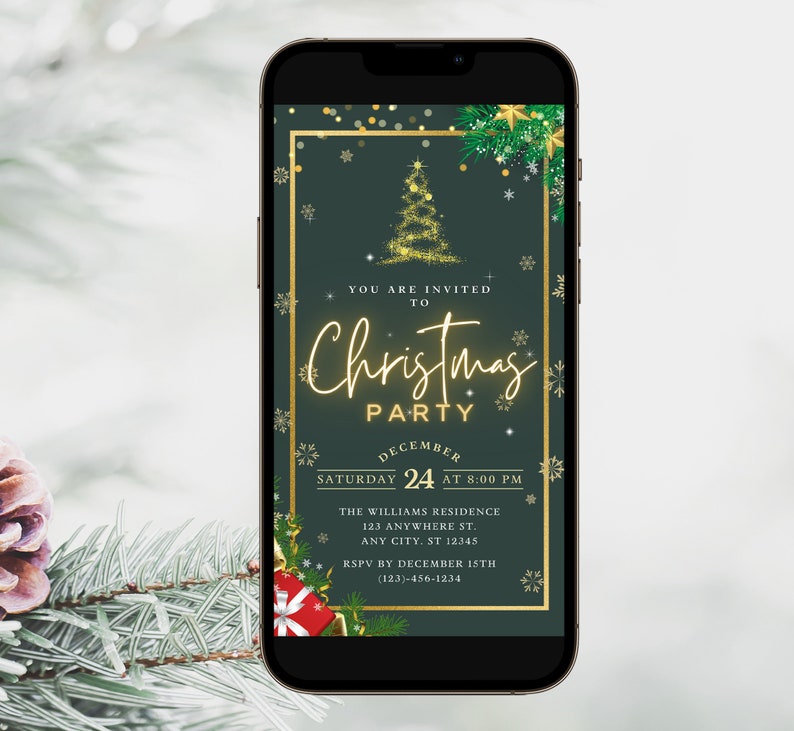 Digital Christmas Party Invitation Holiday Party Invite - Etsy