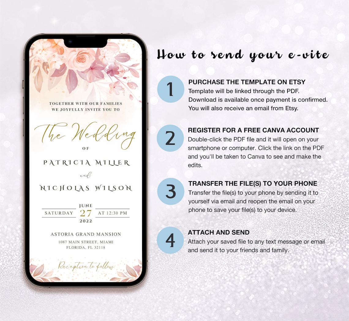 Digital Wedding Invitation, Wedding Invitation Template, Rustic Wedding ...