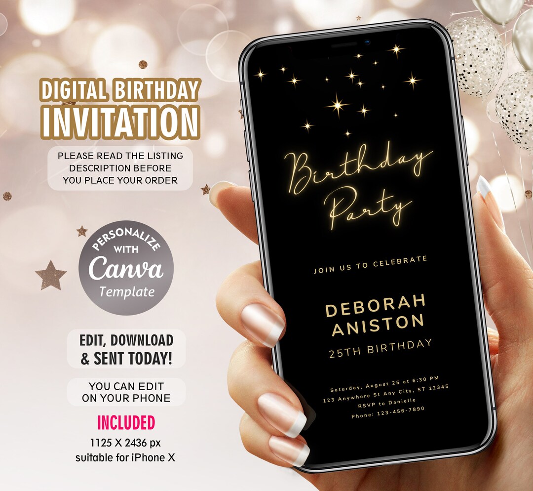 Modern Minimal Birthday Party Invitation, Birthday Dinner Invitation ...
