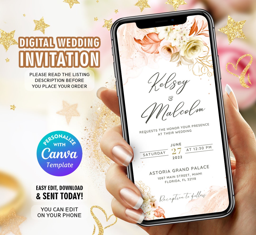 Smartphone Wedding Invitation, Smartphone Evite Template, iPhone ...