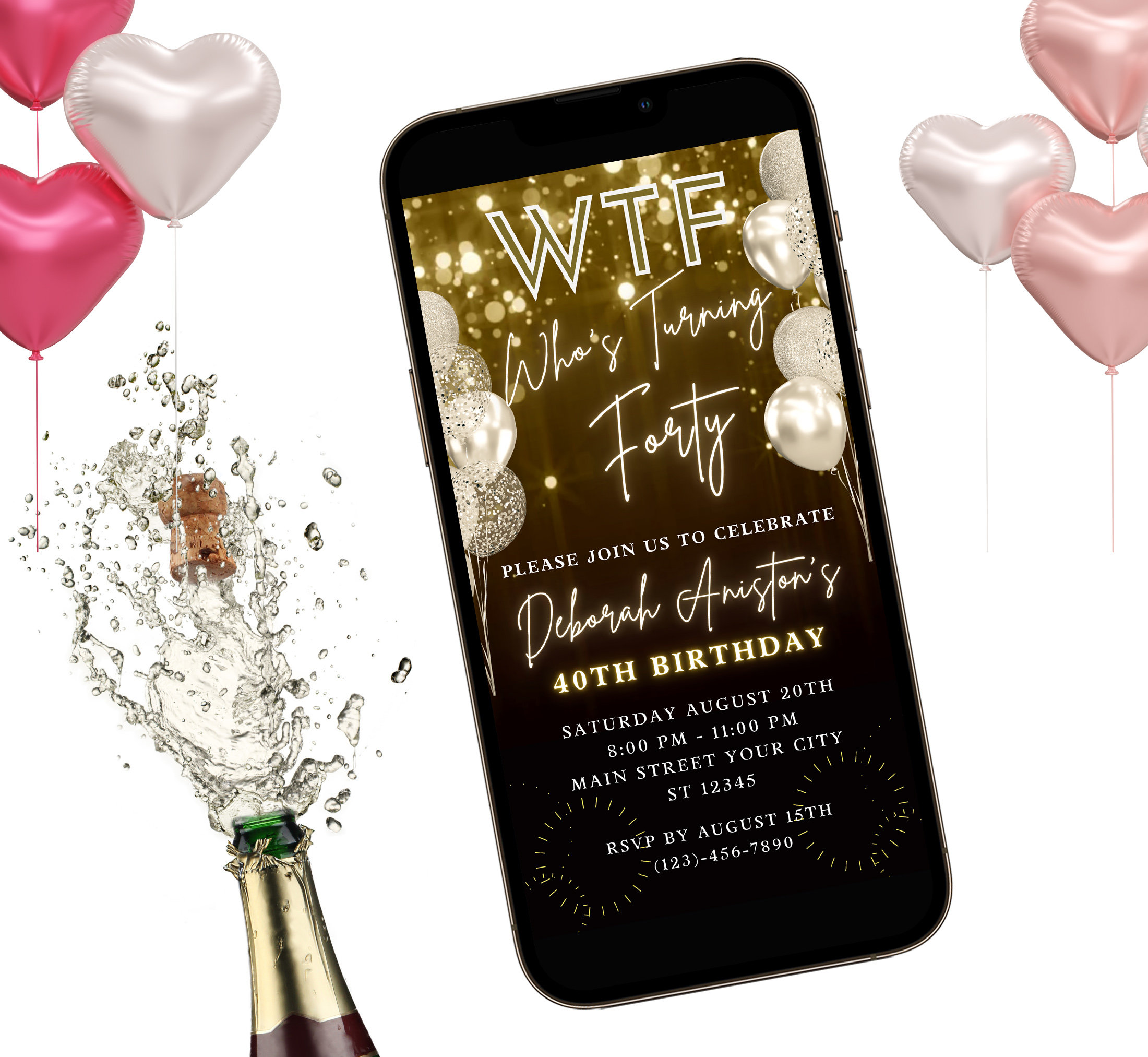 Electronic WTF Forty Invitation, Digital WTF Who's Turning Forty Invite ...