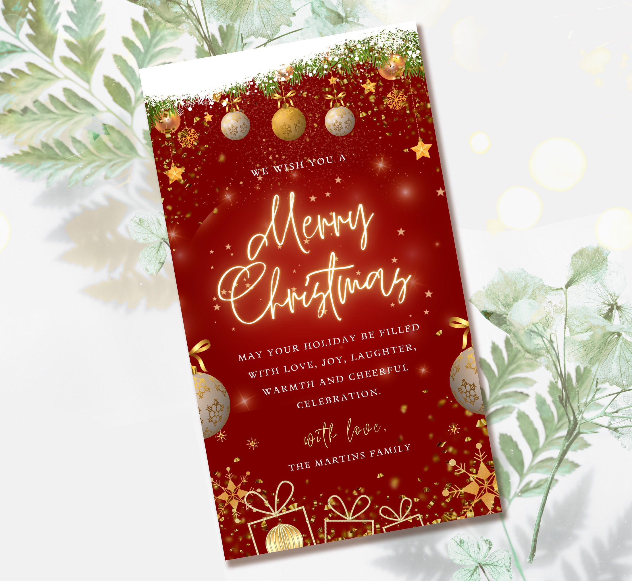 Electronic Merry Christmas Card, Digital Christmas Greeting Card, Phone ...