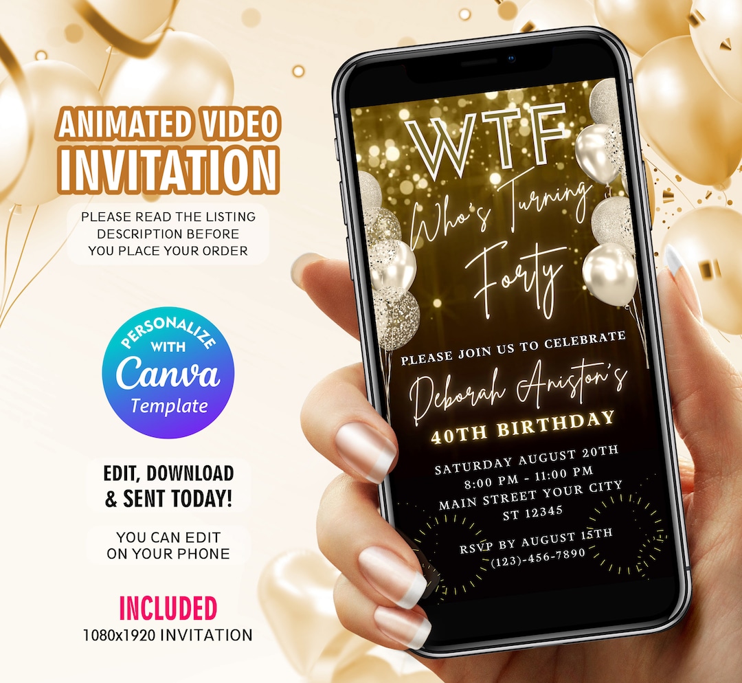 Electronic WTF Forty Invitation, Digital WTF Who's Turning Forty Invite ...