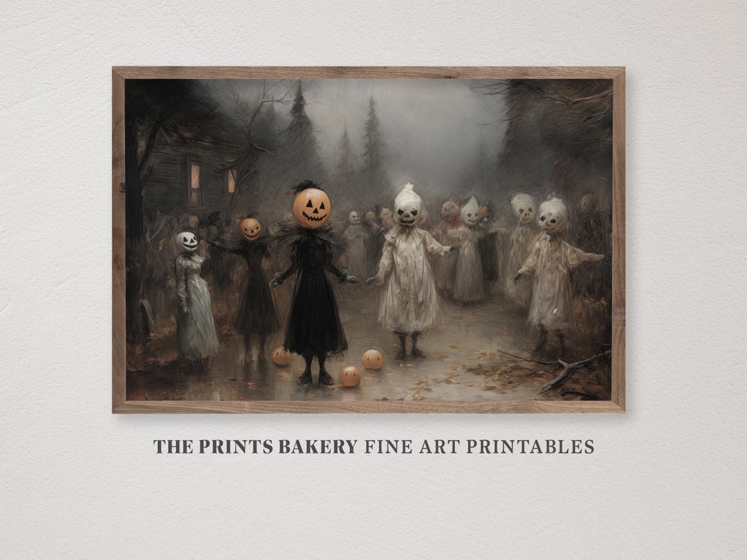 PRINTABLE Halloween Wall Art, Spooky Character Halloween Party Print ...