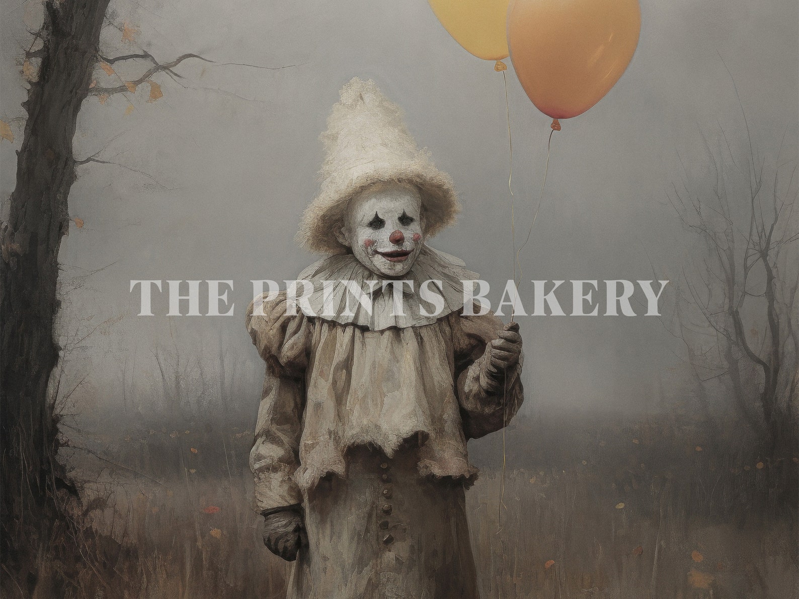 PRINTABLE Halloween Vintage Clown Print, Rustic Whimsical Clown Wall ...
