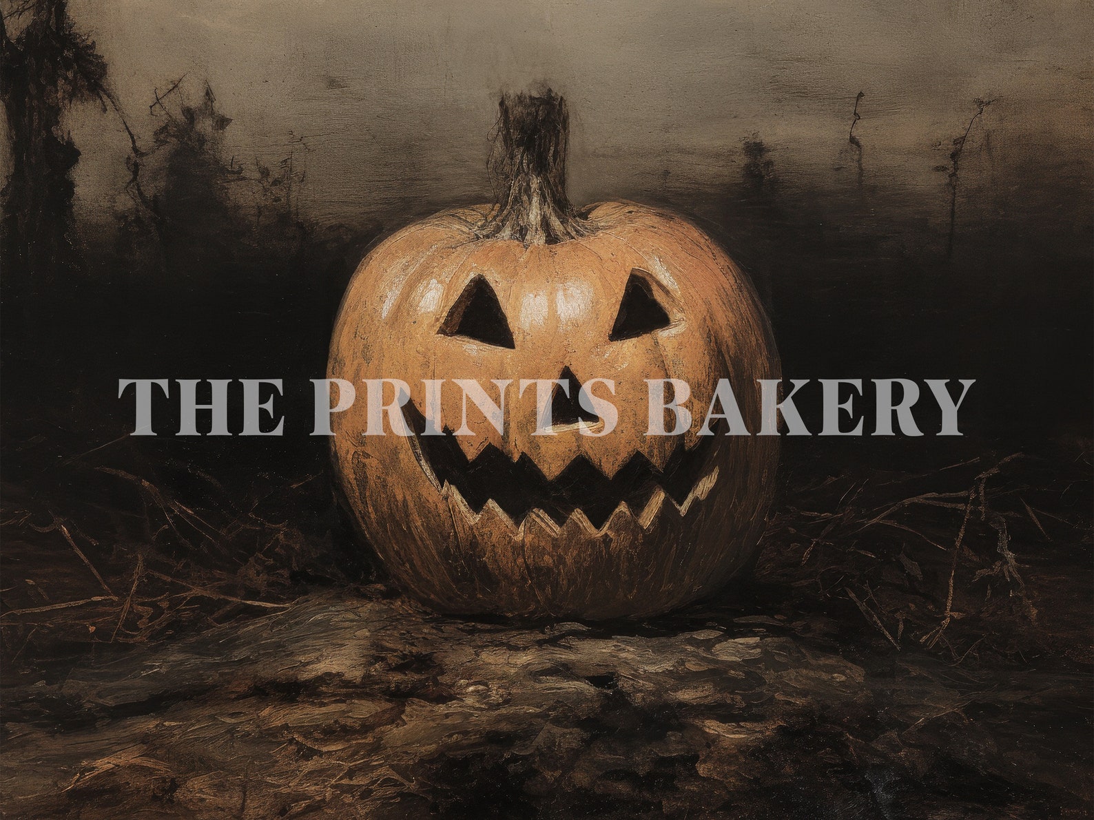 PRINTABLE Halloween Wall Art, Carved Pumpkin Vintage Still Life, Rustic ...