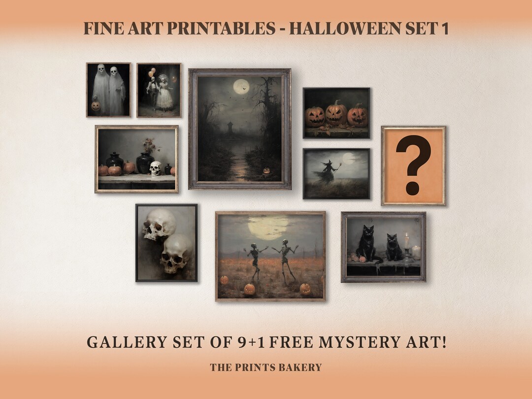 Printable Halloween Set of 9, Gallery Wall, Trick or Treat Vintage ...