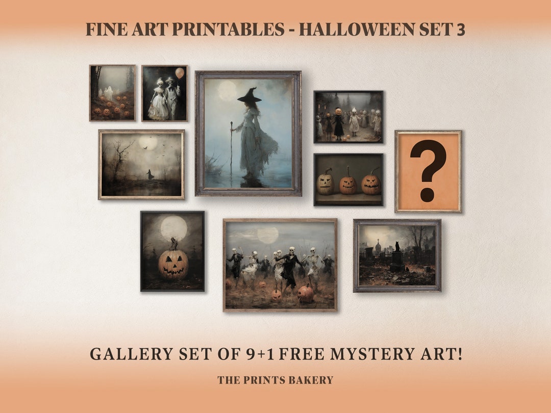 PRINTABLE Halloween Set of 9, Gallery Wall, Trick or Treat Vintage ...