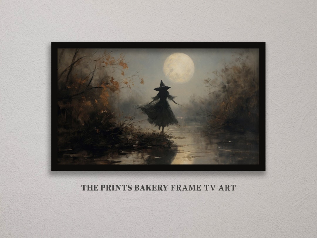 FRAME TV Art Halloween Witch, Vintage Witchy Farmhouse Artwork, Muted ...