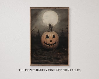 PRINTABLE Halloween Wall Art, Carved Pumpkin Vintage Still Life, Rustic ...