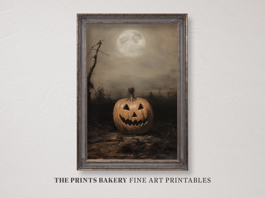 PRINTABLE Halloween Wall Art, Carved Pumpkin Vintage Still Life, Rustic ...