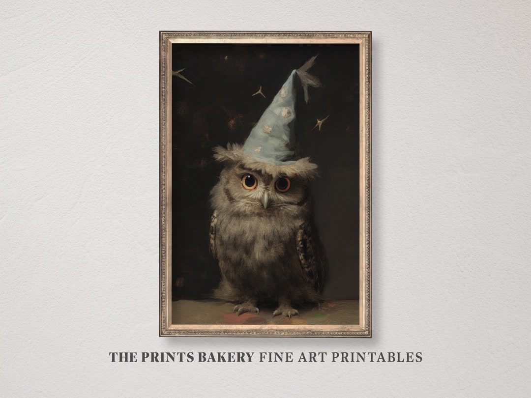PRINTABLE Halloween Owl Print, Cute Owlet in Witchy Hat Wall Art ...