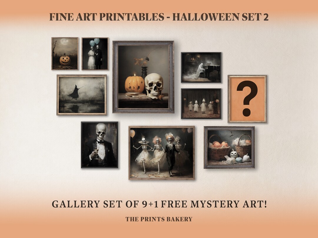PRINTABLE Halloween Set of 9 Prints, Gallery Wall Art Printables, Dark ...