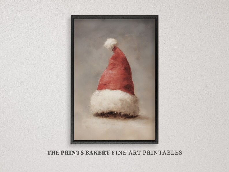 PRINTABLE Christmas Santa Claus Hat Still Life Print, Xmas Holiday Wall ...